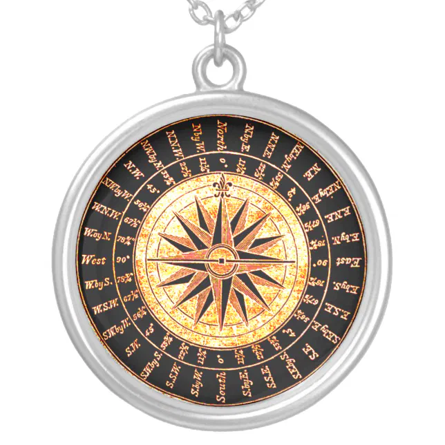 Golden Steampunk Compass Face Necklace | Zazzle