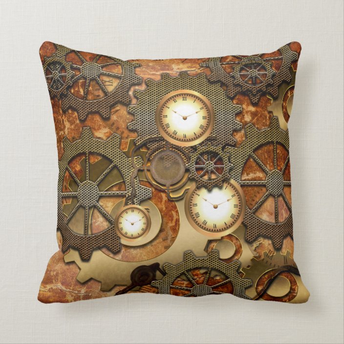 Golden steampunk throw pillow | Zazzle.com