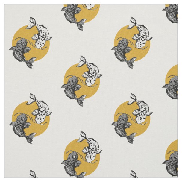 Golden Koi Fish Fabric | Zazzle