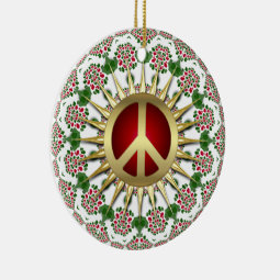 Golden Sun Peace Sign Holiday Ornament | Zazzle