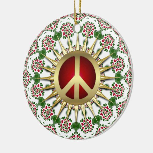 Golden Sun Peace Sign Holiday Ornament | Zazzle