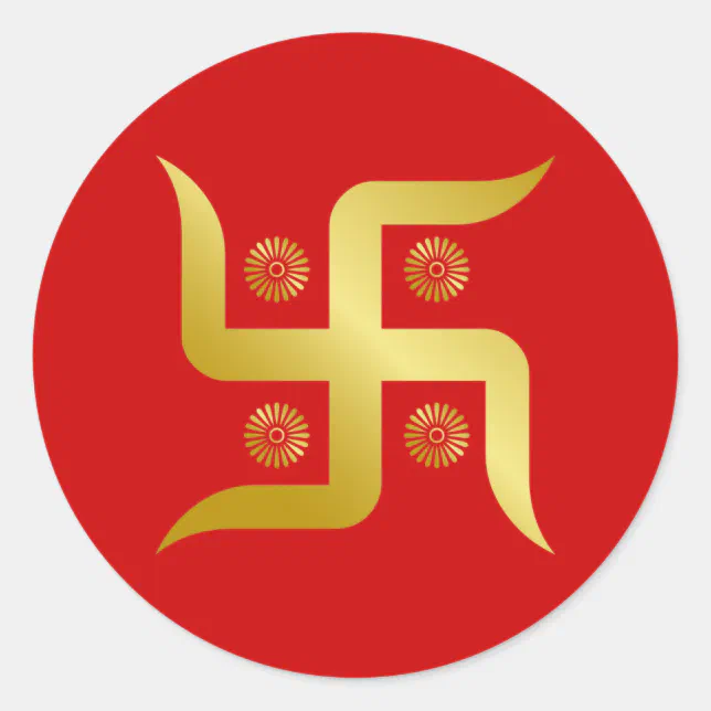 Golden Swastika Classic Round Sticker | Zazzle