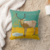 Golden Teal Ornate Deer Monogram Mojo Pillow | Zazzle