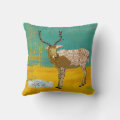 Golden Teal Ornate Deer Monogram Mojo Pillow | Zazzle