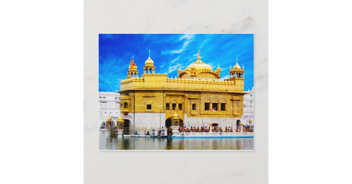 GOLDEN TEMPLE BLUE SKY BACKGROUND AMRITSAR POSTCARD | Zazzle