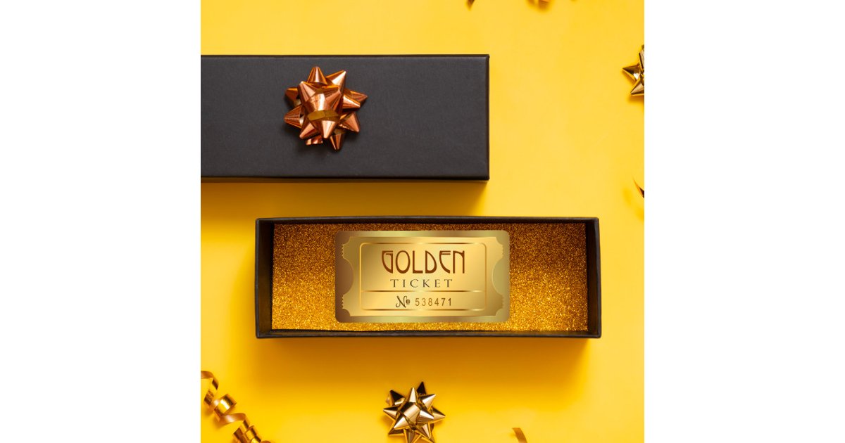 Golden Ticket Admit One Stars Free Entry Vintage Label | Zazzle