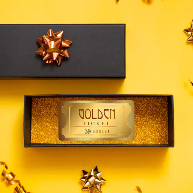 Golden Ticket Admit One Stars Free Entry Vintage Label | Zazzle