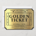 Golden Ticket Black & Gold Wedding Invitation | Zazzle