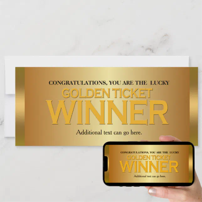 GOLDEN TICKET WINNER Birthday Party Invitation | Zazzle
