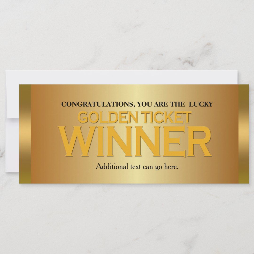 GOLDEN TICKET WINNER Birthday Party Invitation | Zazzle