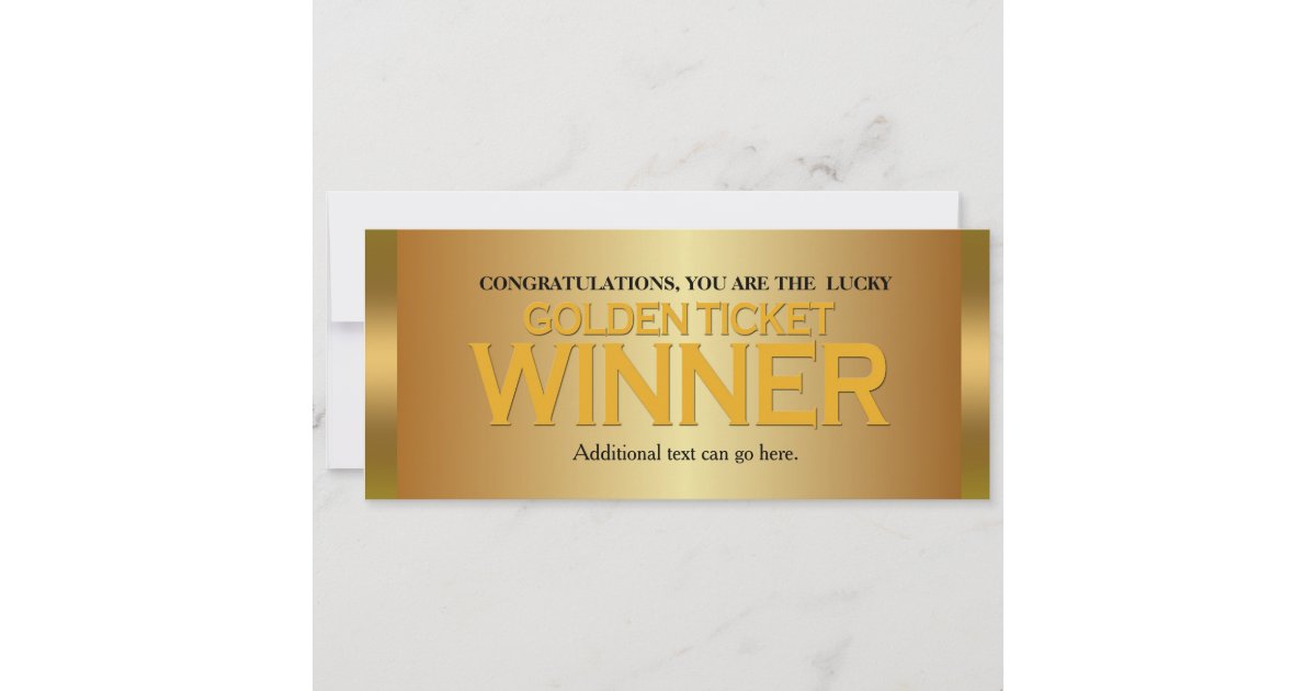 GOLDEN TICKET WINNER Birthday Party Invitation | Zazzle