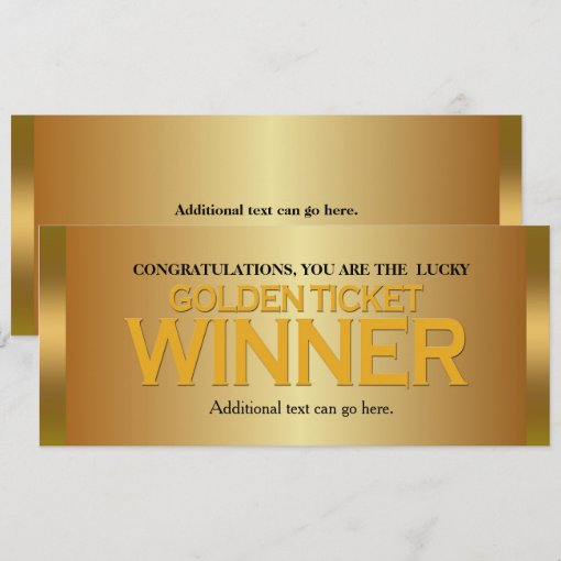 GOLDEN TICKET WINNER Birthday Party Invitation | Zazzle