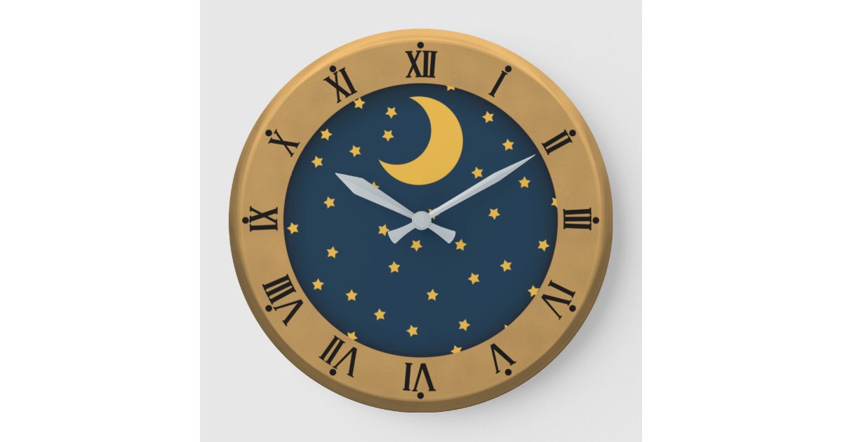 Golden Time Starry Sky Large Clock | Zazzle