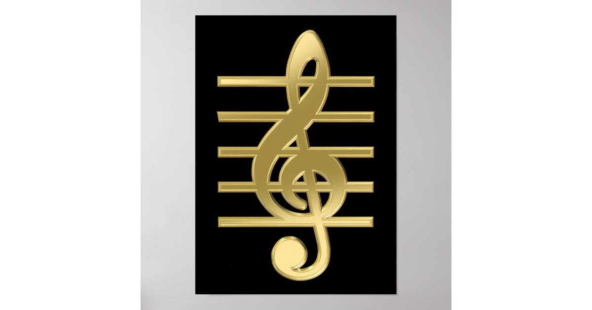 Golden treble clef poster | Zazzle