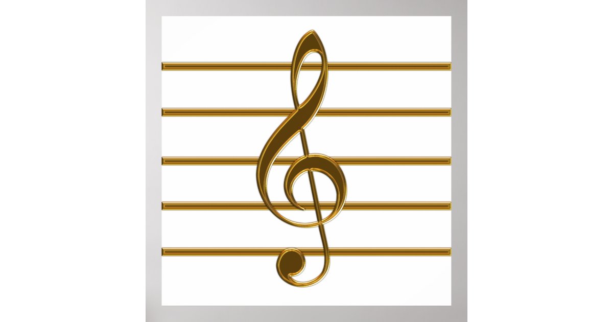 Golden Treble Clef Poster | Zazzle