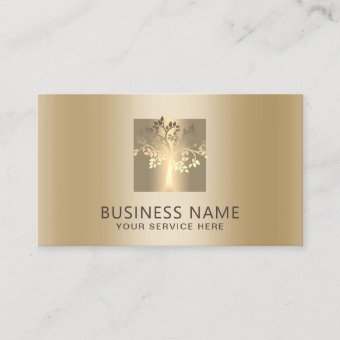 Golden Tree Logo Modern Gold Foil Business Card | Zazzle