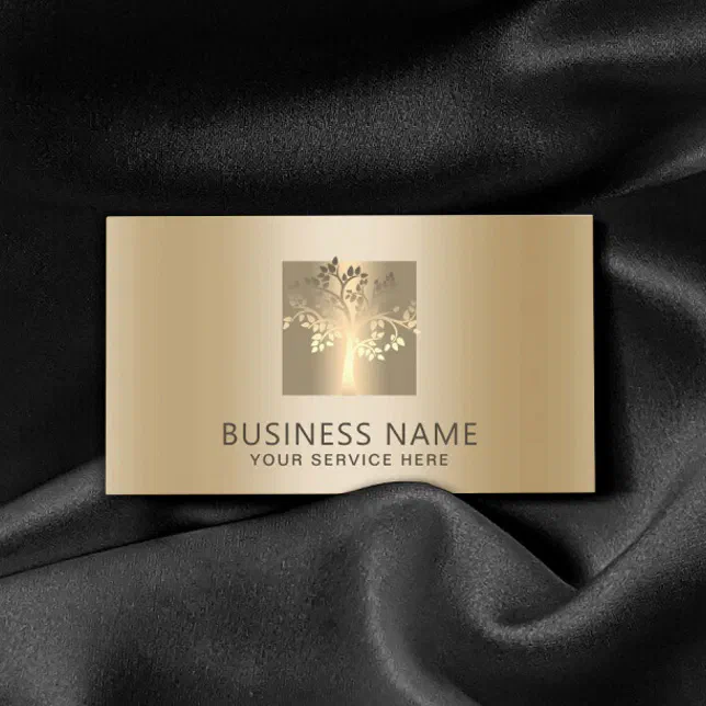 Golden Tree Logo Modern Gold Foil Business Card | Zazzle