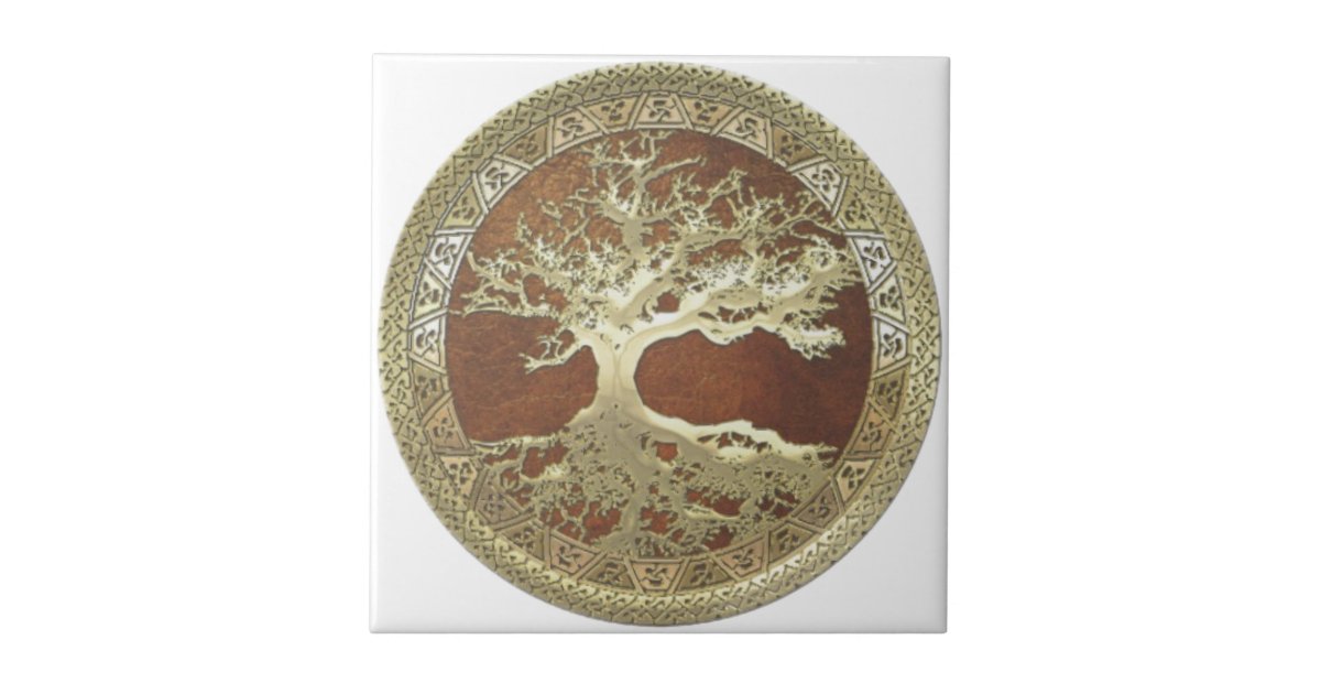 GOLDEN TREE OF LIFE CERAMIC TILE | Zazzle