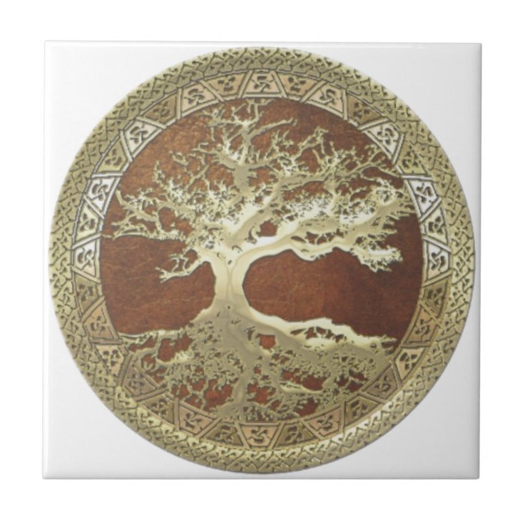 GOLDEN TREE OF LIFE CERAMIC TILE | Zazzle