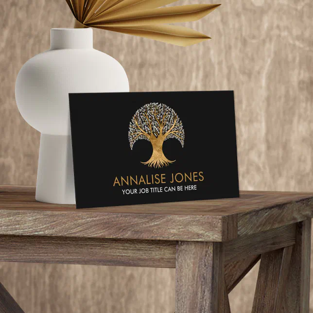 Golden Tree of life - Pearl leaves Business Card | Zazzle