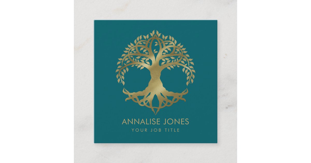 Golden Tree of life Square Business Card | Zazzle