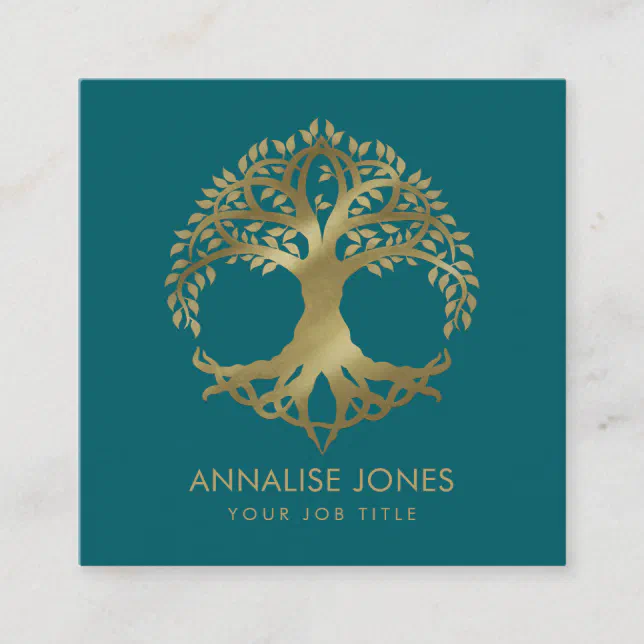 Golden Tree of life Square Business Card | Zazzle
