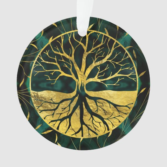 Golden Tree of Life Yggdrasil on Malachite Ornament | Zazzle.com