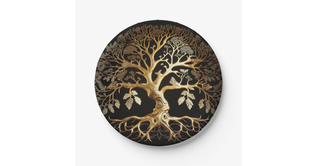 Golden Tree of Life Yggdrasil Paper Plates | Zazzle