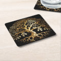 Golden Tree of Life Yggdrasil Square Paper Coaster | Zazzle