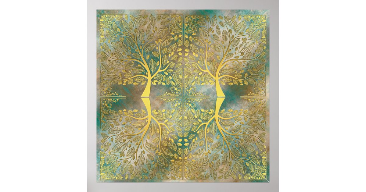 Golden Tree Reflection on Poster | Zazzle