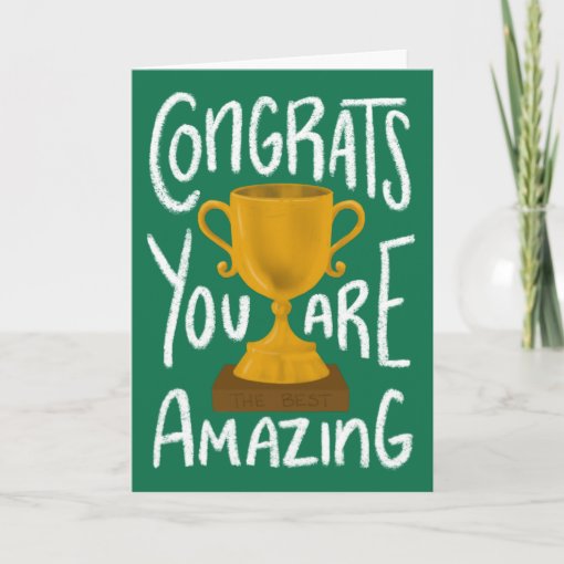 Golden Trophy Congratulations Greeting Card | Zazzle