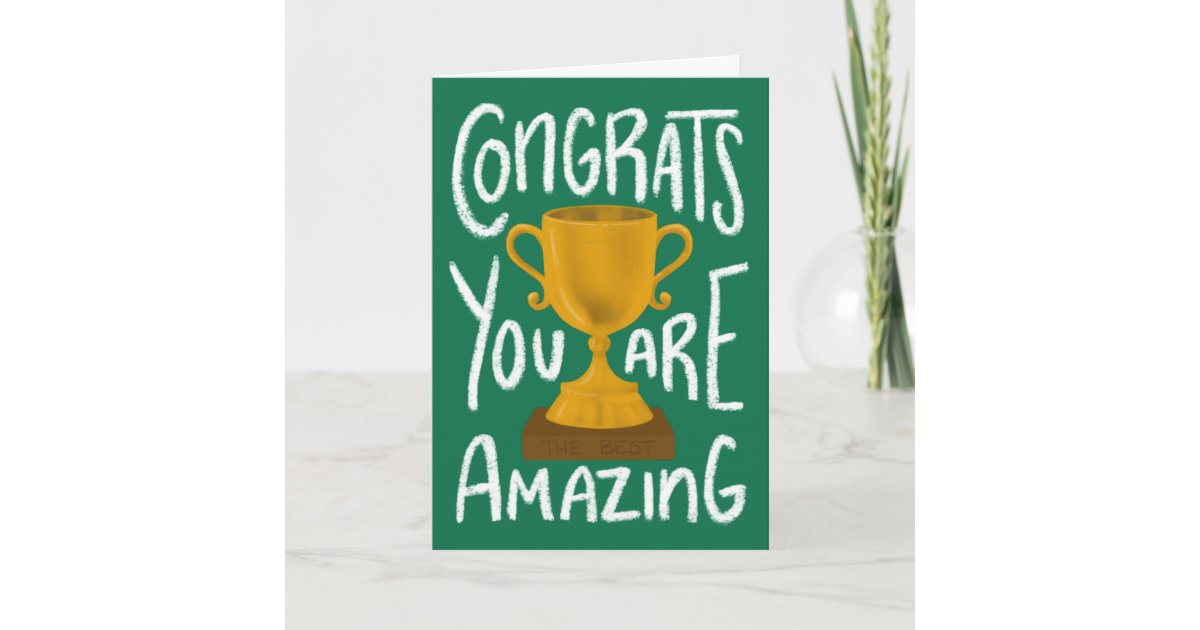 Golden Trophy Congratulations Greeting Card | Zazzle