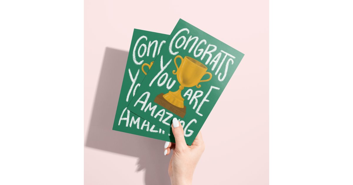 Golden Trophy Congratulations Greeting Card | Zazzle