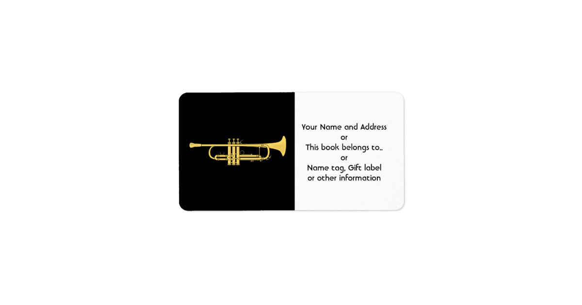 Golden Trumpet Music Theme Label | Zazzle