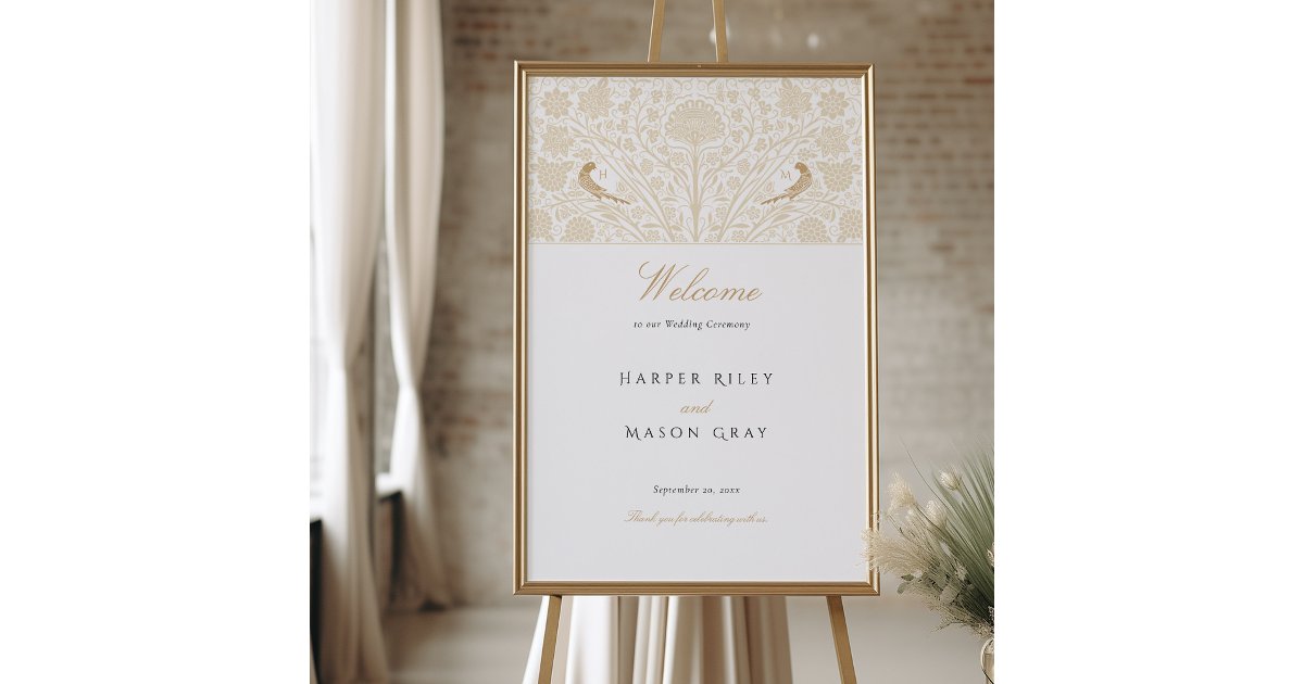 Golden Victorian Wedding Welcome Sign | Zazzle