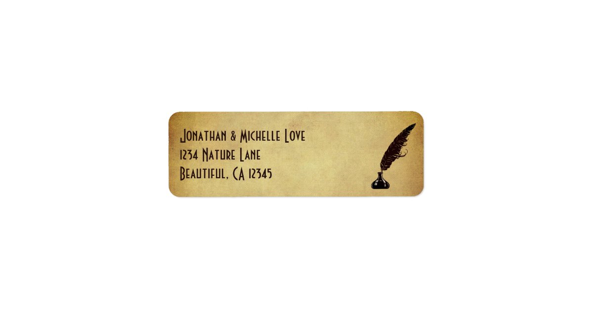 Golden Vintage Quill Pen And Ink Well Address Label Zazzle golden-vintage-quill-pen-and-ink-well-address-label-zazzle