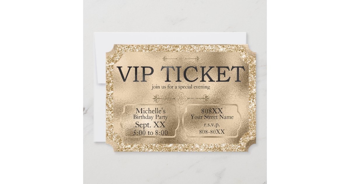 Golden VIP TICKET Special Event Invitation | Zazzle