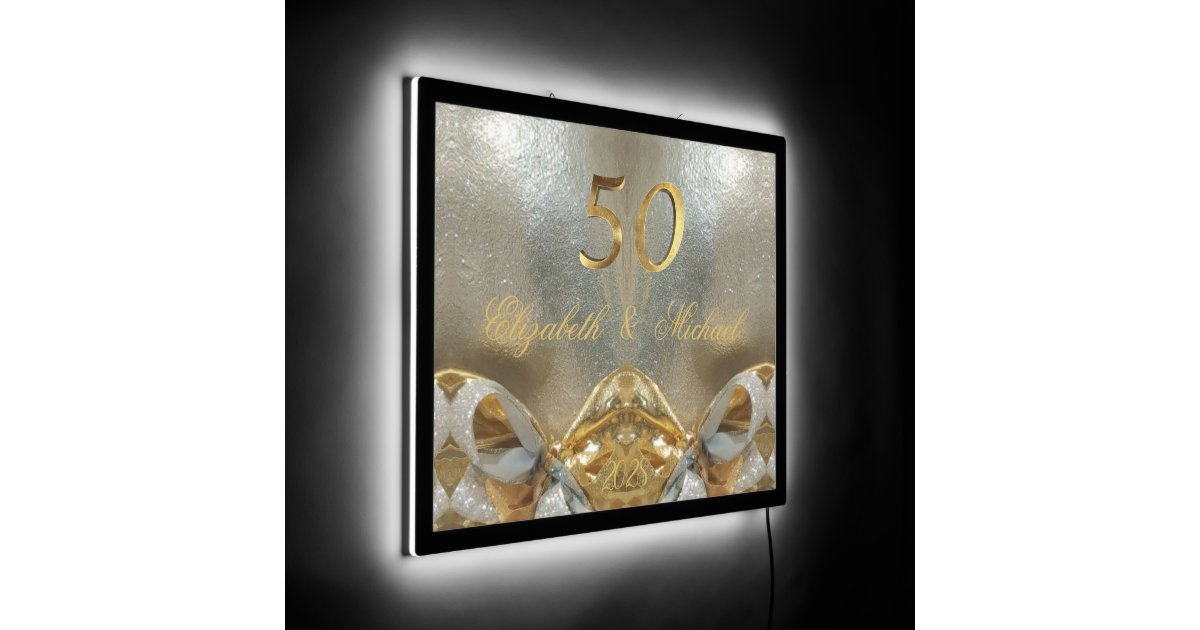 Golden Wedding 50th Wedding Anniversary Gold LED Sign | Zazzle