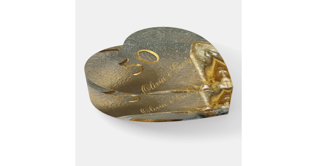 Golden Wedding 50th Wedding Anniversary Gold Paperweight | Zazzle