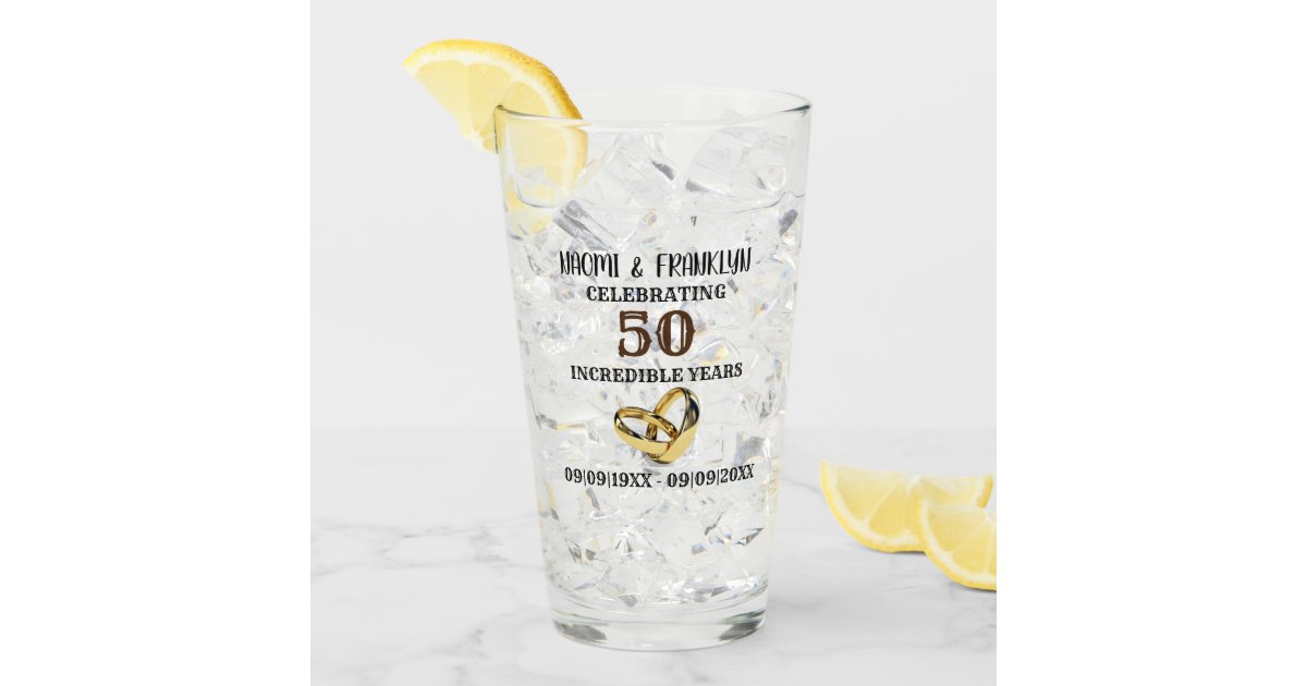 Golden Wedding Anniversary 50 years commemorative Glass | Zazzle