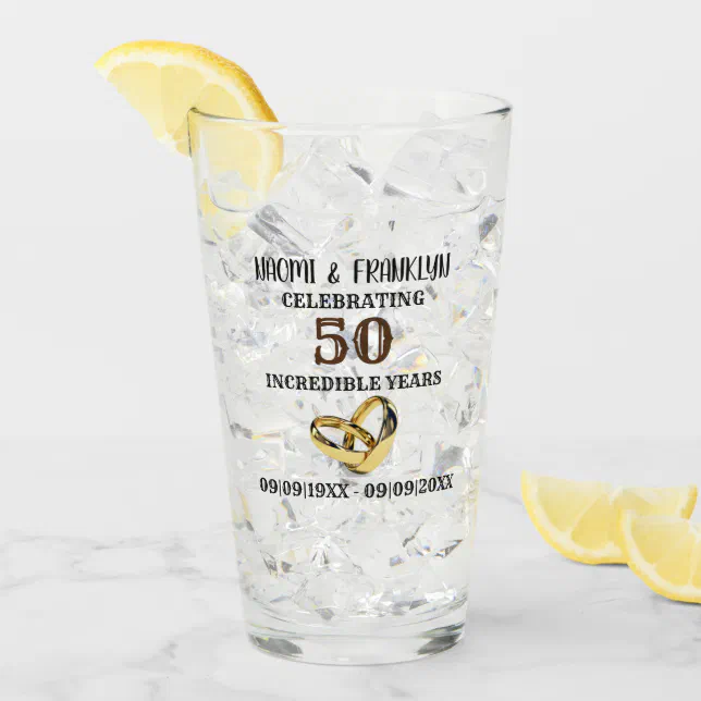Golden Wedding Anniversary 50 years commemorative Glass | Zazzle
