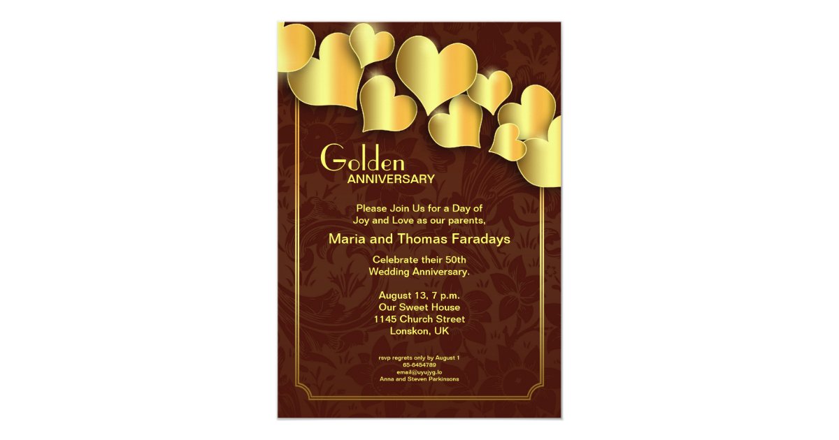 golden wedding anniversary invitation | Zazzle.com