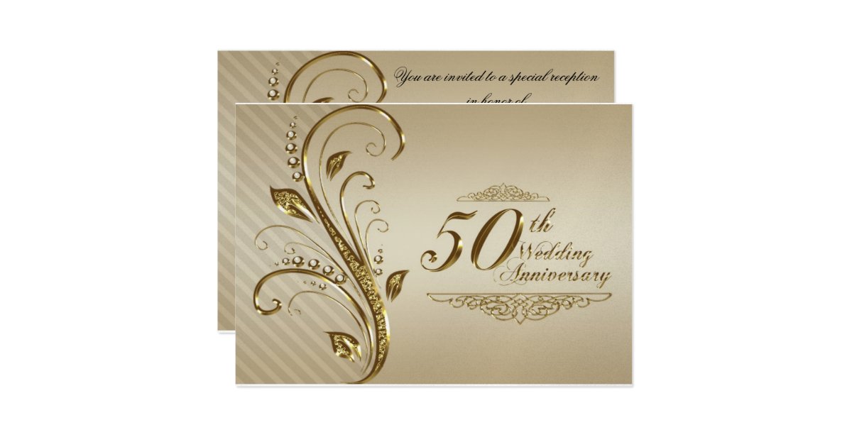 Golden Wedding Anniversary Invitation Card Zazzle Golden Wedding Anniversary Invitation Card Zazzle