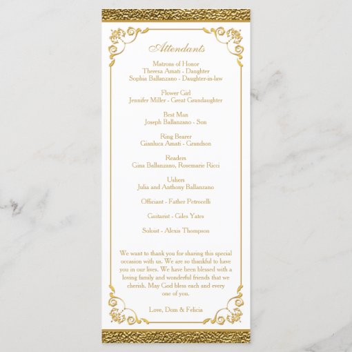 Golden Wedding Anniversary Vow Renewal Program | Zazzle