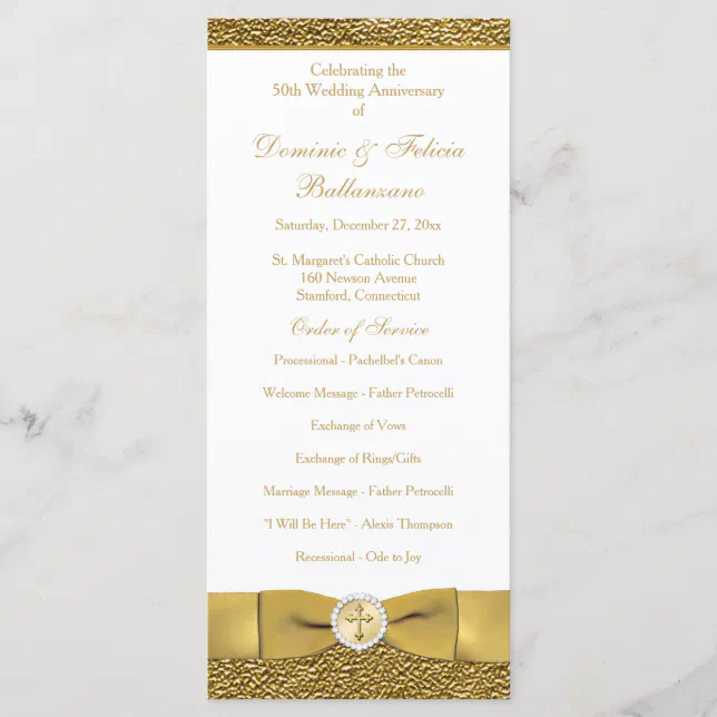 Golden Wedding Anniversary Vow Renewal Program | Zazzle