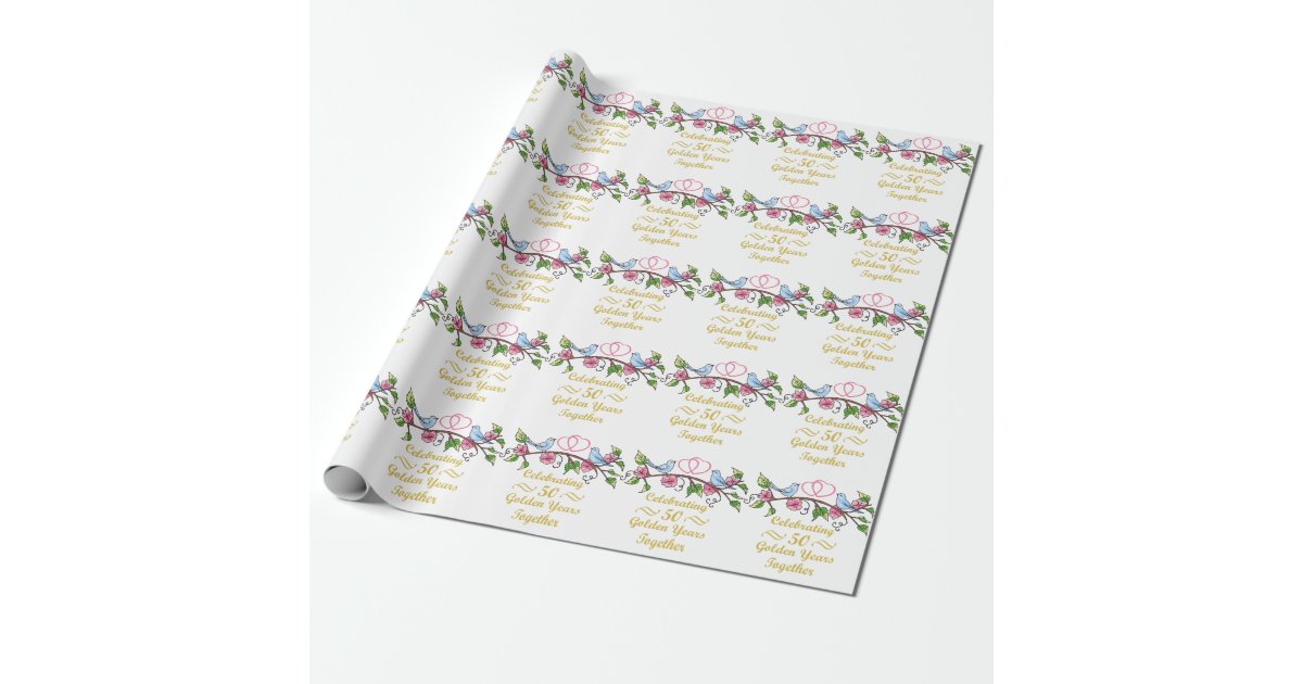 Golden Wedding Anniversary Wrapping Paper | Zazzle