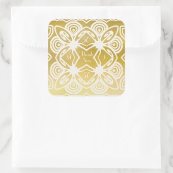 Golden Wedding Personalized Art Deco Ornamental Square Sticker | Zazzle