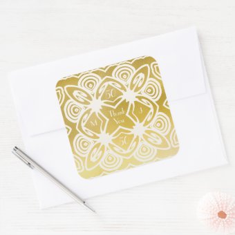 Golden Wedding Personalized Art Deco Ornamental Square Sticker | Zazzle