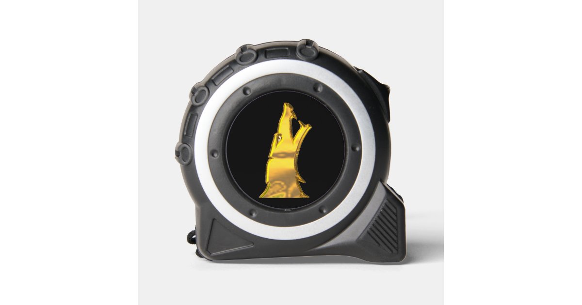 Golden Wolf Head black tape measure | Zazzle