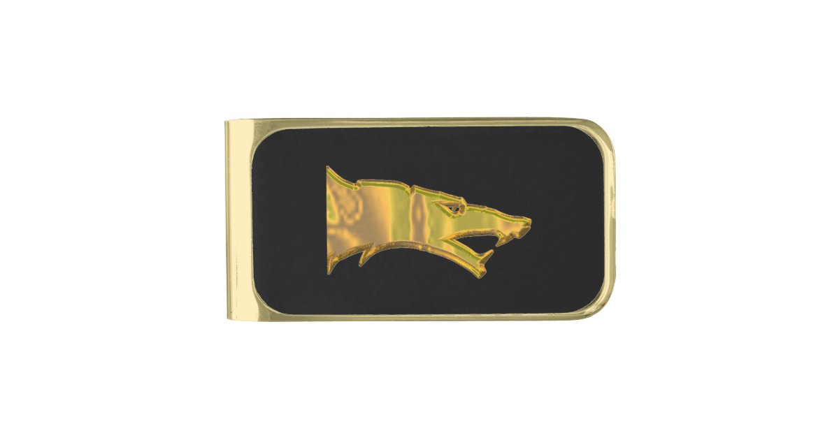 Golden Wolf Head money clip | Zazzle